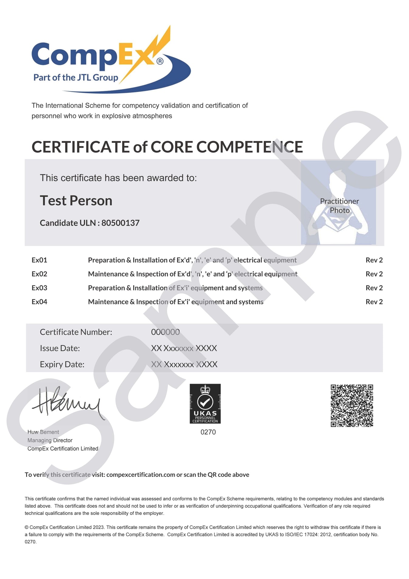 Hard copy of CompEx digital Certificate – CompEx Store